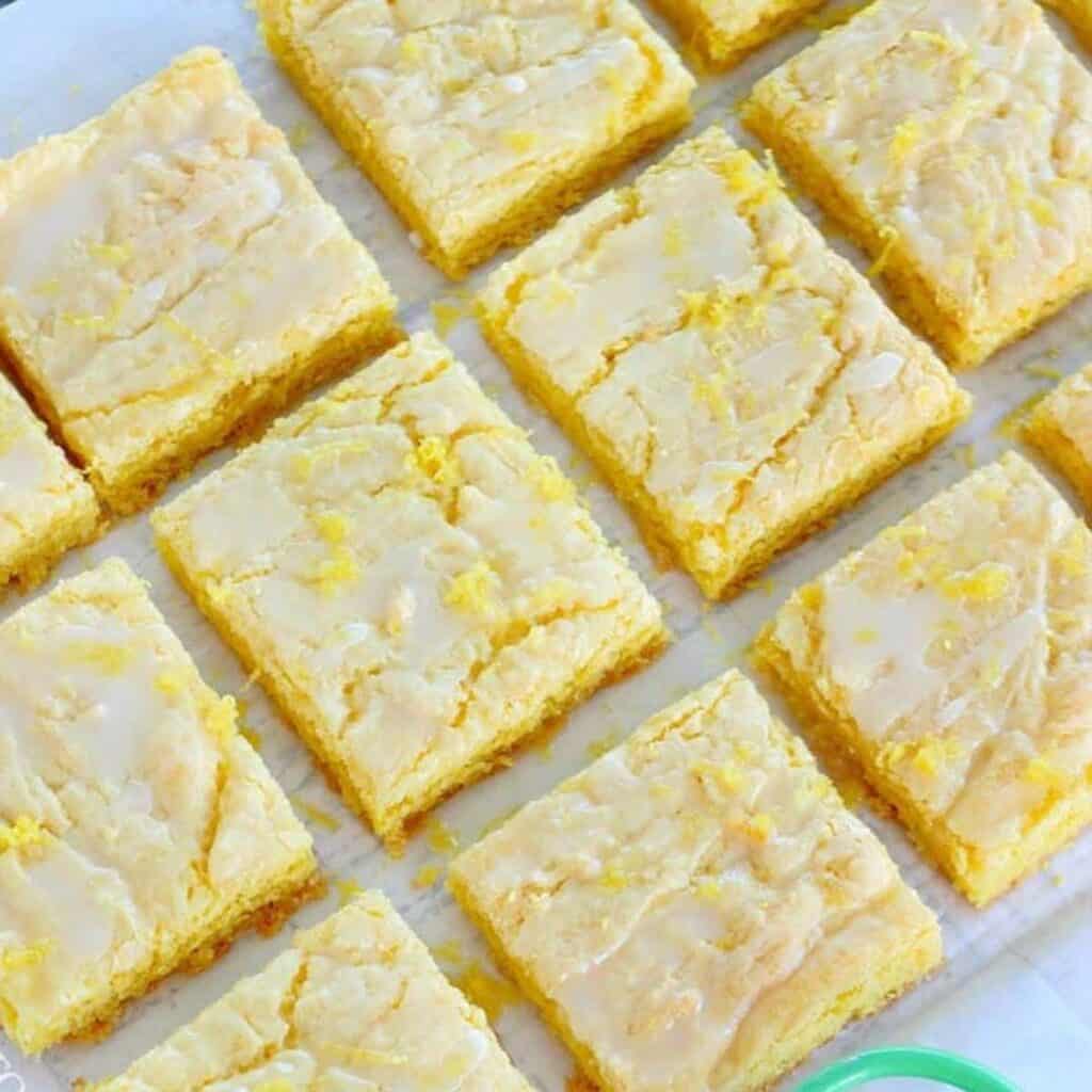 Lemon Glazed Lemon Bars From a Cake Mix - Shaken Together