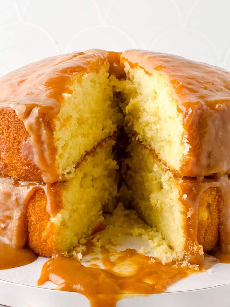 Easy Caramel Poke Cake - Shaken Together